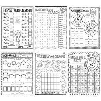 Multiplication Worksheets and Activities - 7 Times Tables - My Teaching Pal