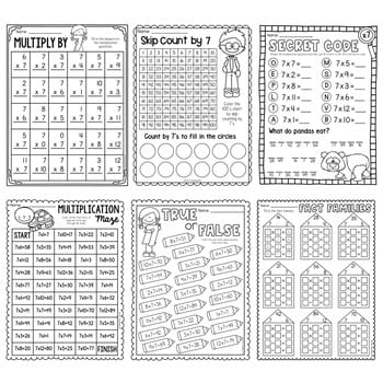 Multiplication Worksheets and Activities - 7 Times Tables - My Teaching Pal