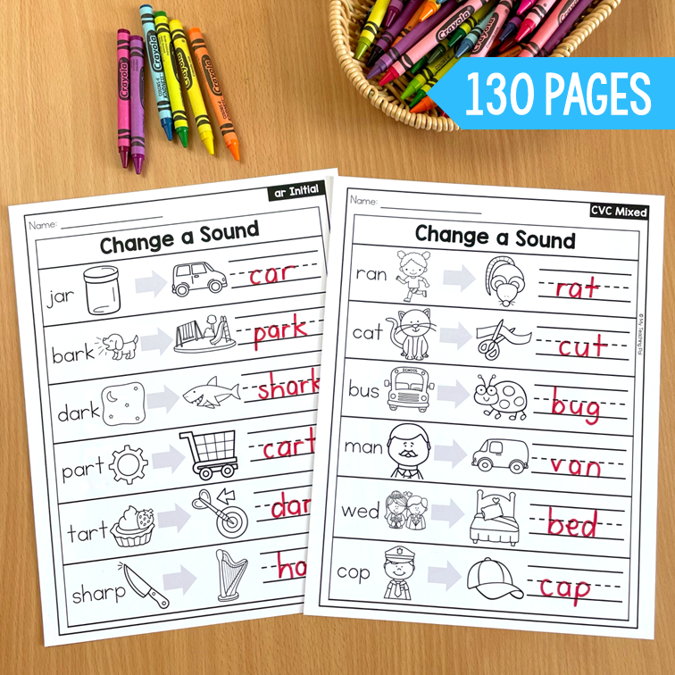 Change a Sound Phoneme Substitution Worksheets - Science of Reading ...